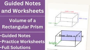 Volume Of A Rectangular Prism Guided Notes And Worksheets Tpt