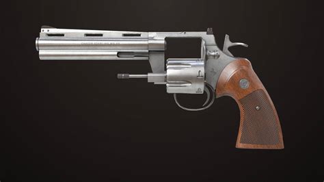 Revolver 05 Silver Colt Python All Pbr Unity Ue Textures 3d Model By Eight Vertex
