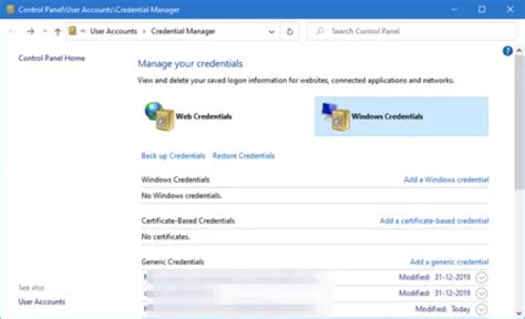 Add Remove Backup Restore Passwords With Credential Manager