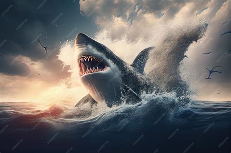Great White Shark Jumping Wallpaper