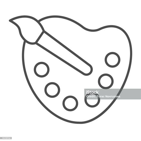 페인트 팔레트와 브러시 드로잉 그림 얇은 선 아이콘 교육 개념 흰색 배경에 아트 벡터 기호 모바일 개념 및 웹 디자인을위한 윤곽 스타일 아이콘 벡터 그래픽 10에 대한 스톡