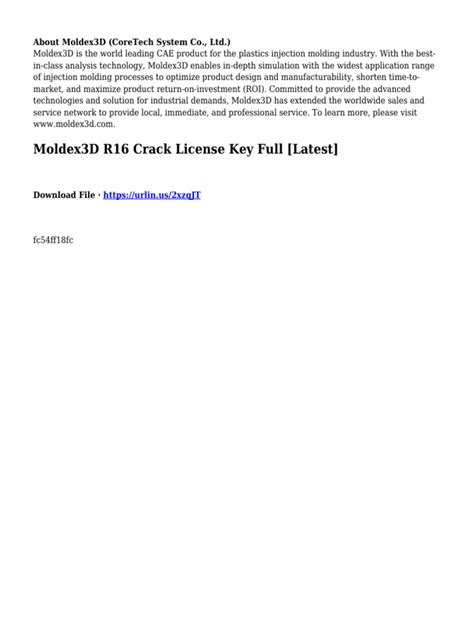 Moldex3d R16 Crack License Key Full Latest Pdf