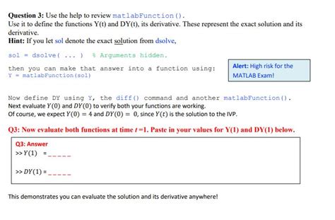 Question Use The Help To Review MatlabFunction Chegg