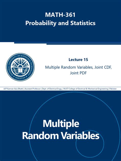 week 8 multiple random variables joint pdf joint cdf independence