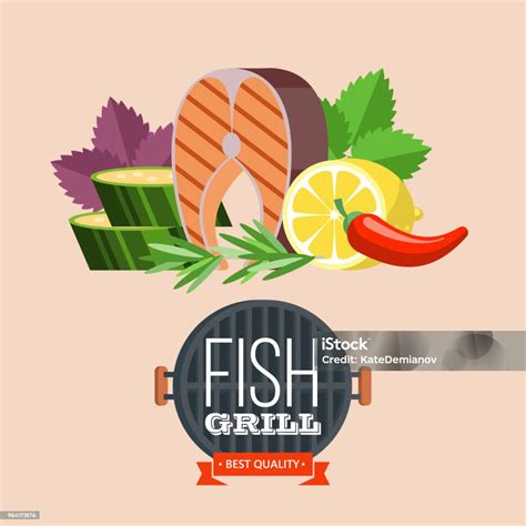 바베 큐 파티입니다 구운 생선과 야채입니다 벡터 일러스트입니다 초대입니다 소풍 음식에 대한 스톡 벡터 아트 및 기타 이미지 소풍 음식 굽기 바베큐그릴 Istock
