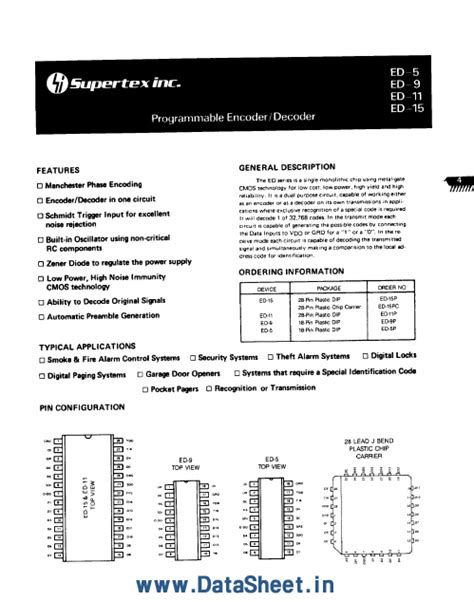 Ed 11 Datasheet Pdf Ed 5 Ed 15 Programmable Encoder Decoder