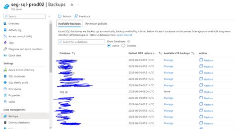 Azure Db Backup Microsoft Qanda