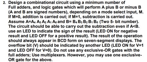 Solved 2 Design A Combinational Circuit Using A Minimum