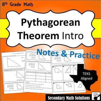 Intro To The Pythagorean Theorem Notes Practice By Secondary Math