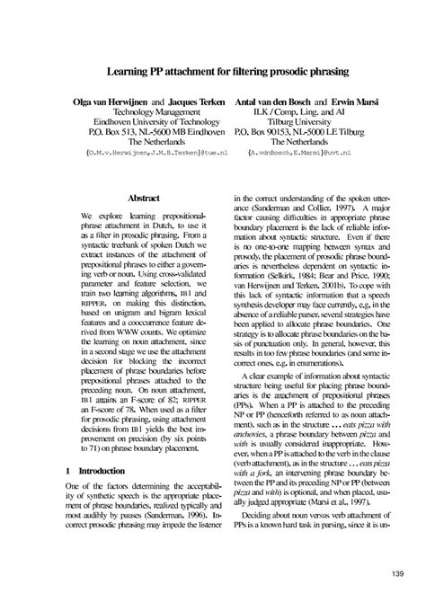 Pdf Learning Pp Attachment For Filtering Prosodic Phrasing