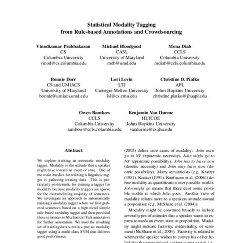 Statistical Modality Tagging From Rule Based Annotations And Crowdsourcing Acl Anthology