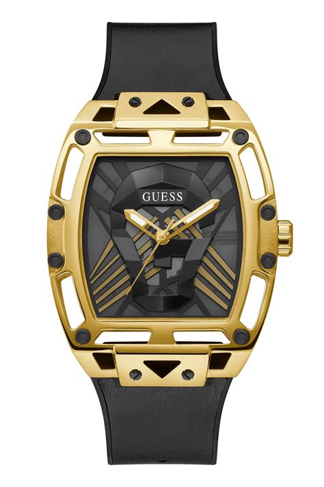 Часовник Guess, със силиконова и кожена каишка, златист/ черен - eMAG.bg