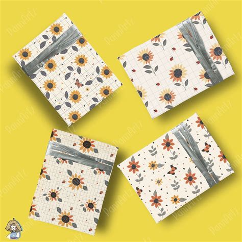 Sunflower On Grid Line Seamless Pattern Digital Paper Commercial Use Printable Paper T