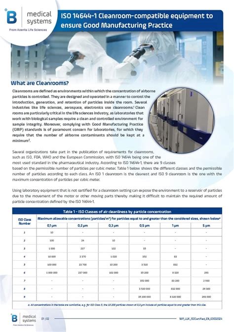 ISO Cleanroom Compatible Equipment To Ensure Good Manufacturing Practice B Medical Systems