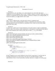 Assessment Of Lesson Docx Programming Fundamentals I COSC Assessment Of Lesson