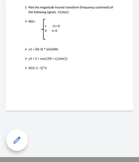 solved 1 plot the magnitude fourier transform frequency