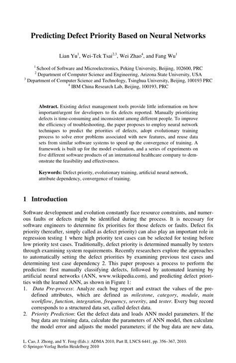 Pdf Predicting Defect Priority Based On Neural Networks