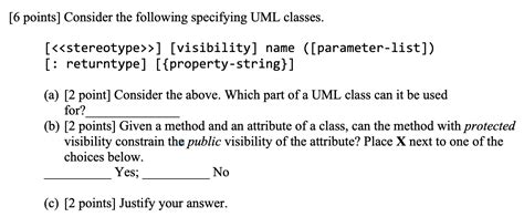 solved 6 points] consider the following specifying uml