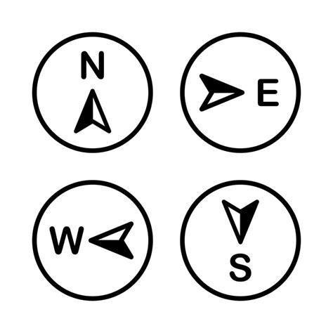 Compass Direction Icon Set Navigation Map Symbol North South East