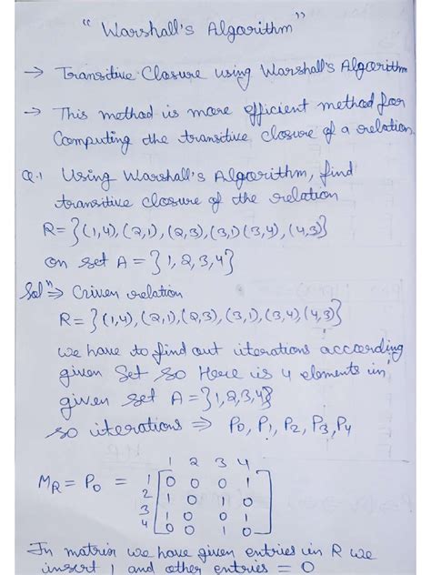 Warshall Algorithm Pdf