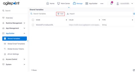 Add Variable Screen