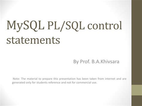pdf mysql pl sql control statements · mysql pl sql