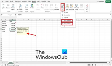 How To Add Insert And Use Notes In Excel