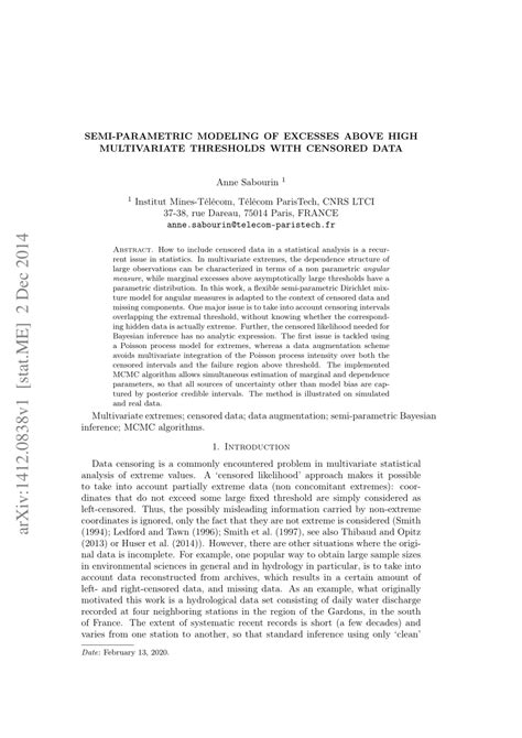 pdf semi parametric modeling of excesses above high multivariate