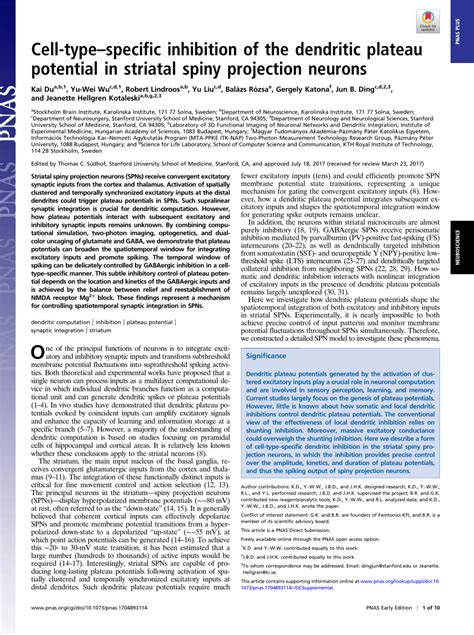 Pdf Cell Typespecific Inhibition Of The Dendritic Plateau Potential In Striatal Spiny