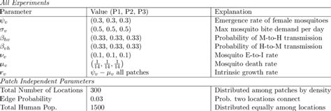 Patch Parameters The Parameter Values Used For All Numerical