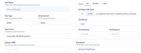 Configure Gatling Backend Test In Carrier Carrier