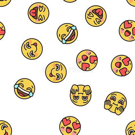 Emoji Emotional Funny Smile Face Vector Seamless Pattern Stock Vector