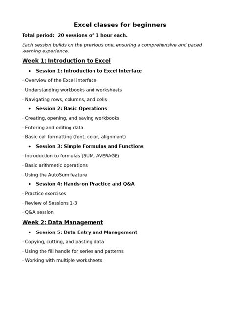 Excel Classes For Beginners Pdf Microsoft Excel Information