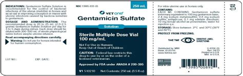 Gentamicin Sulfate Mwivetone Veterinary Package Insert