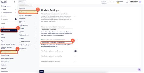 What Is The Allowed System Roles To Update Entity Roles Setting For Scilife