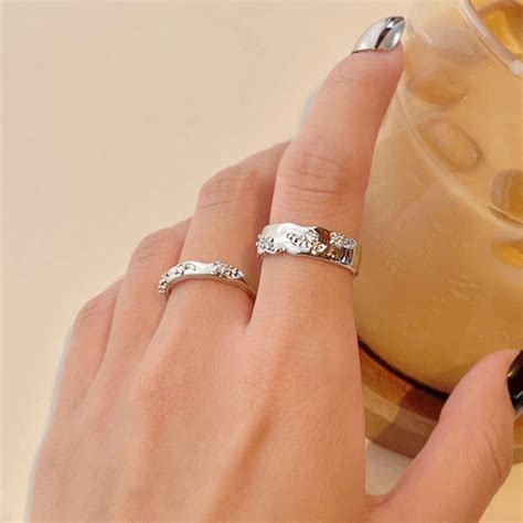 당일출고set💍 큐빅 세팅 볼드 얇은 웨이브 레이어드 오픈 링 반지 모음 세트 에이블리