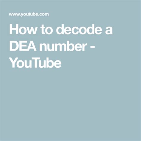 How To Decode A DEA Number Decoding Pharmacy Tech Pharmacology