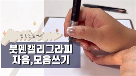 붓펜캘리그라피 자음모음 연습 캘리강좌 캘리 기초강좌 붓펜잡는법 Youtube