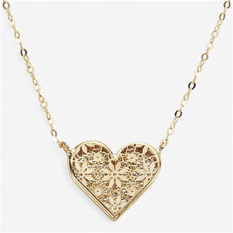 Stefano Oro 14k Yellow Gold Flower Ricami Heart Necklace Tscca