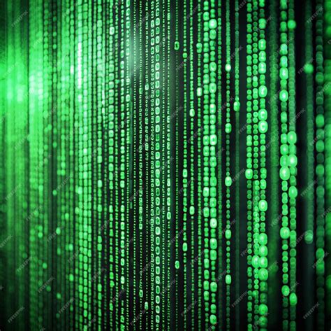 Matrix Code Stream With Green Data Codes On Screen For Digital Effects
