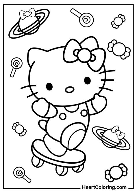 Раскраски Хелло Китти Hello Kitty распечатать на А4