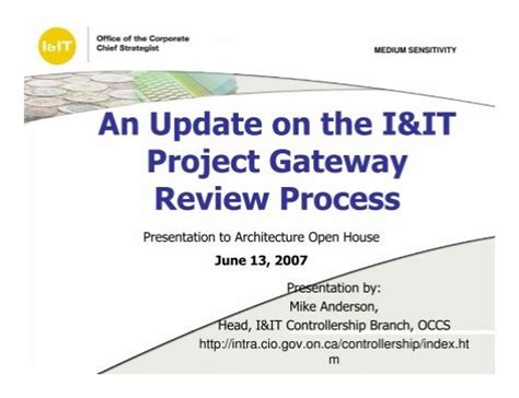 An Update On The I IT Project Gateway Review Process Review