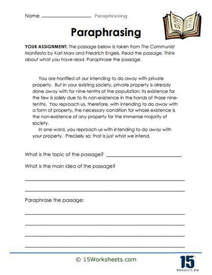 Paraphrasing Worksheets Writing Skills Practice 15
