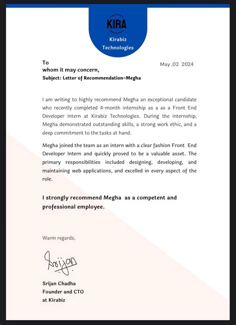 Grateful To Complete The Internship Of Frontend Developer With Kirabiz… Megha Singh Shekhawat