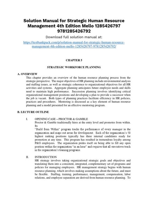 Strategic Human Resource Management 4th Edition Mello Solutions Manual 1 Pdf