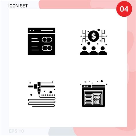 4 Universal Solid Glyphs Set For Web And Mobile Applications Communication Printing User