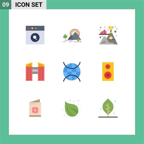 Set Of 9 Modern Ui Icons Symbols Signs For Iot Internet Flag Construction Buildings Editable