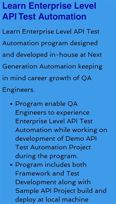 Ankur C On Linkedin Nga Learn Enterprise Level Api Test Automation Program Live
