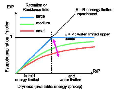 Budyko 1974 Curve Partitioning Of Input Water P Into The