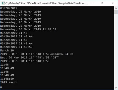 DateTime Format In C